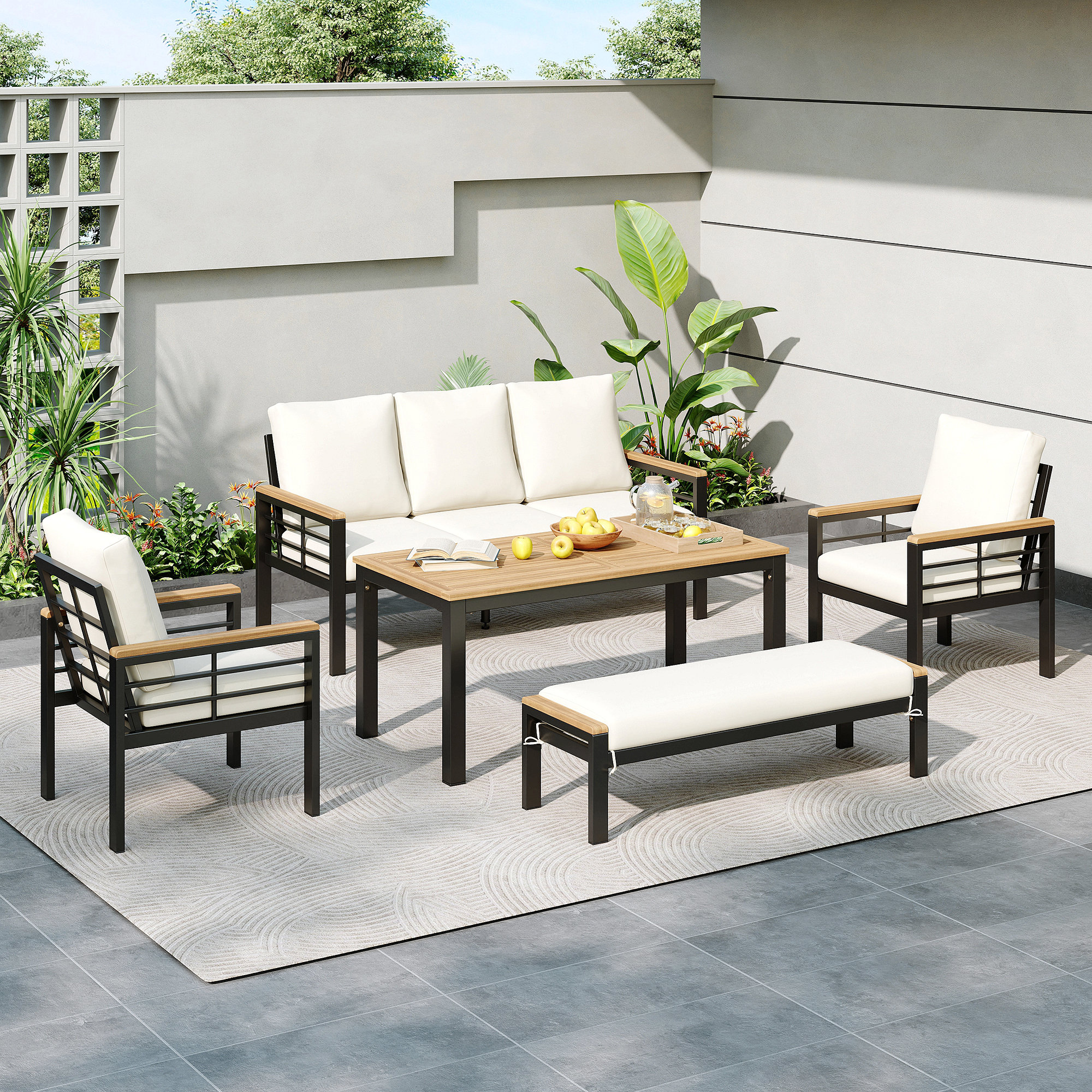 Latitude Run® Patio Furniture Set, 5 Pieces Outdoor Furniture Set With ...