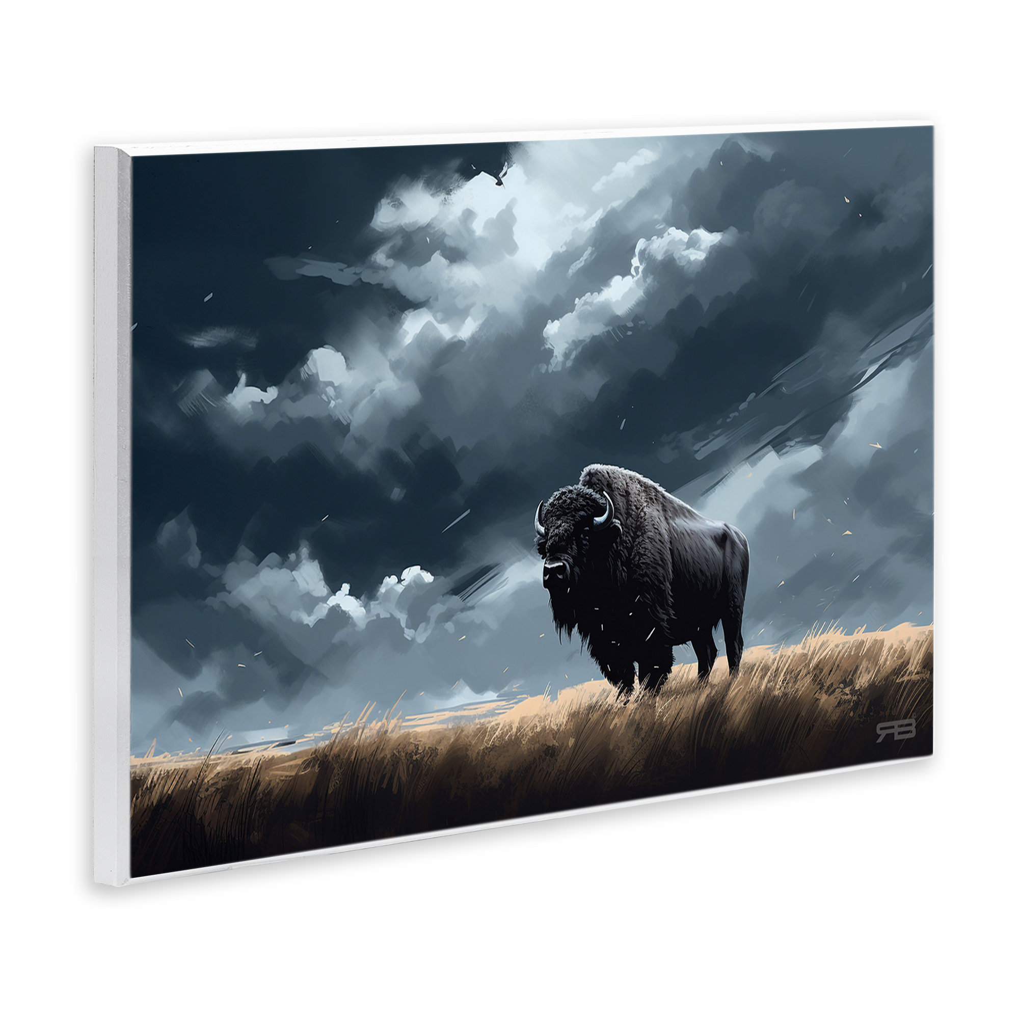 Union Rustic Bison Silhouette with Clouds Wall Plaque Art by Roozbeh ...