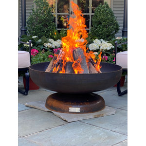 17 Stories Harrogate Vulcan Steel Wood Burning Fire Pit & Reviews | Wayfair
