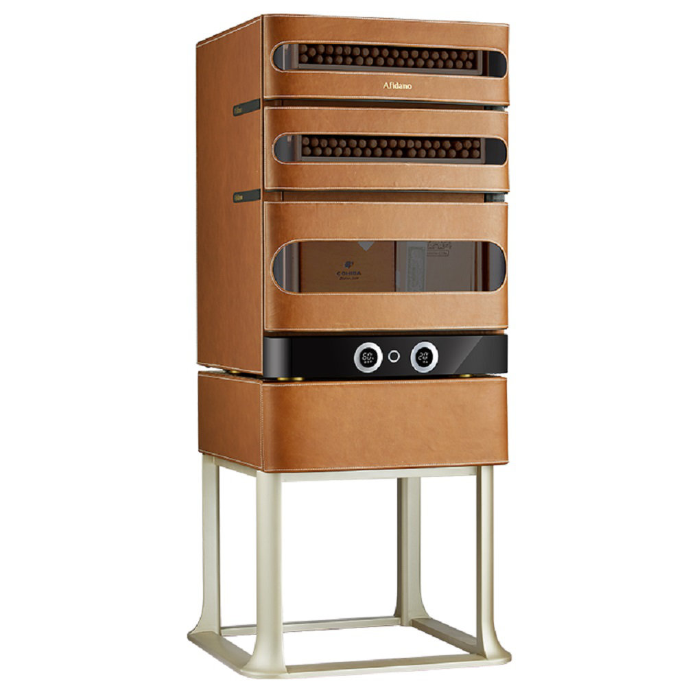 Afidano 1.7 Cu.ft Genuine Leather Cigar Humidor With Precise ...