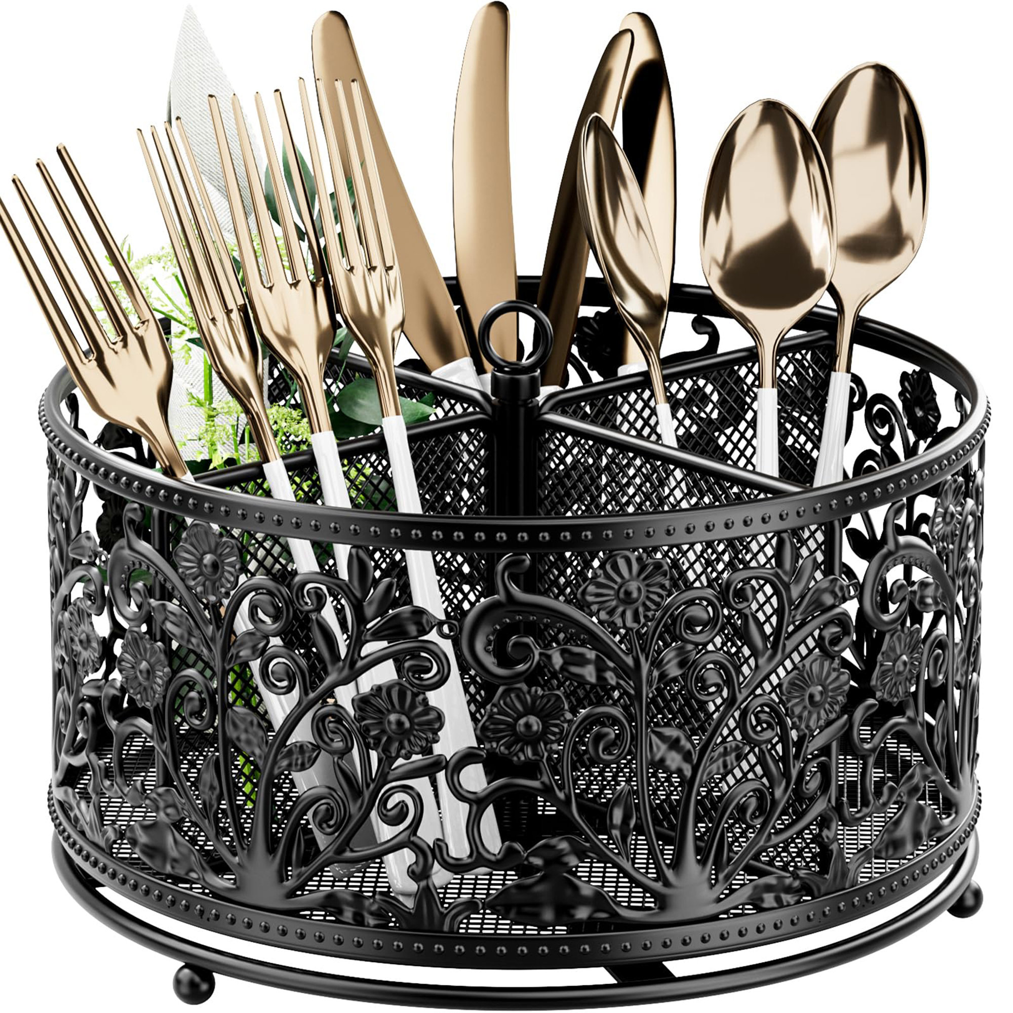 Wildon Home® Metal Round Flatware Caddy | Wayfair