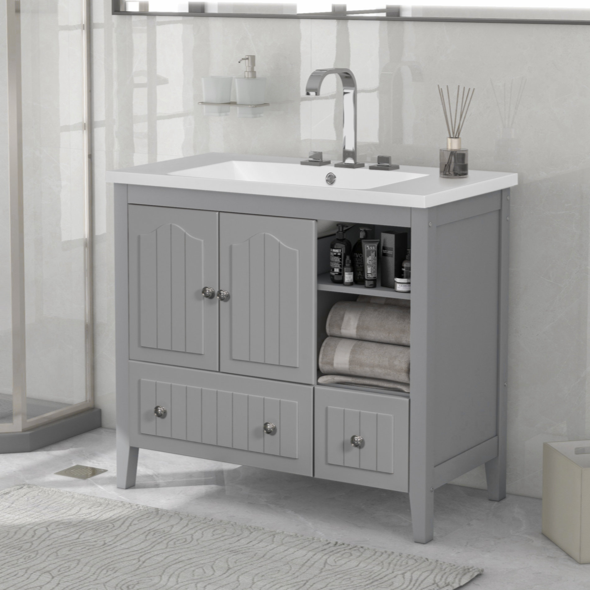 Winston Porter Mohtad 36 Free Standing Single Bathroom Vanity With