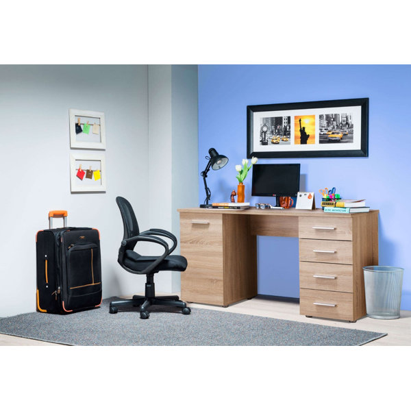 Brayden Studio Enclave Oak Effect Desk With 4 Drawers Perfect Home ...