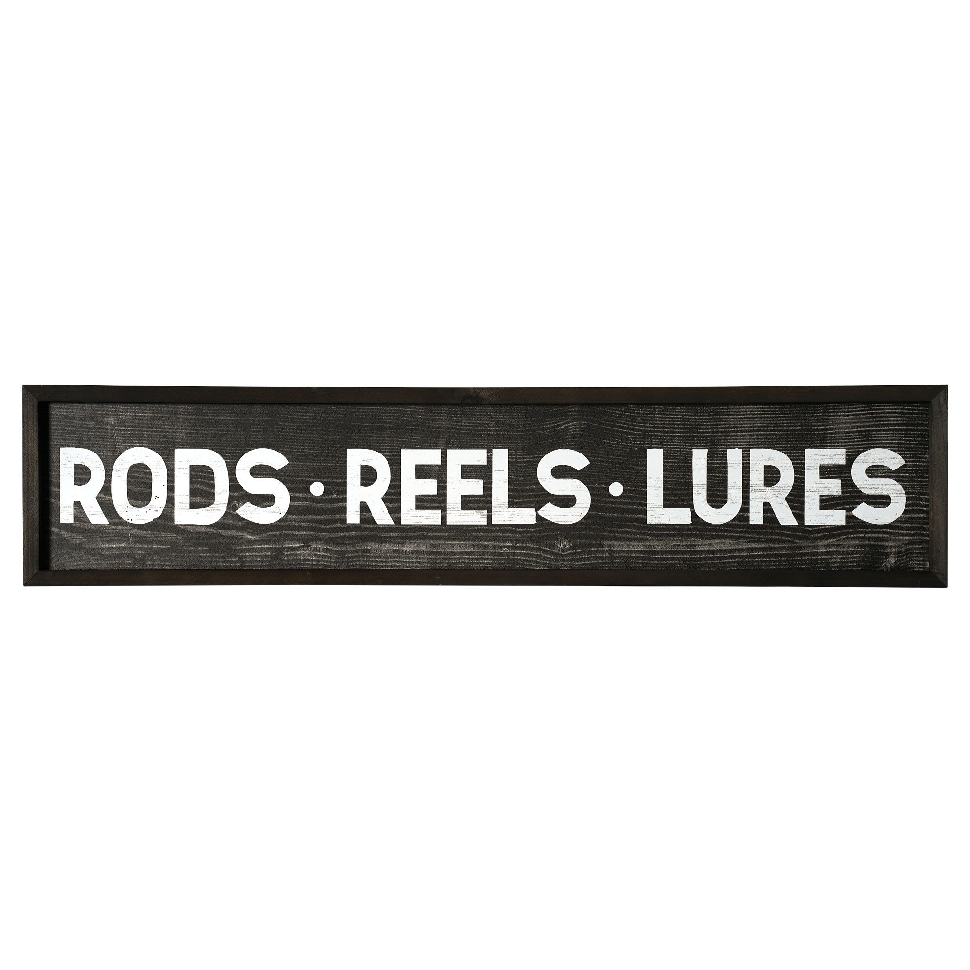 Gracie Oaks Rods, Reels, Lures Wood Novelty Wall Sign - 36" X 8 ...