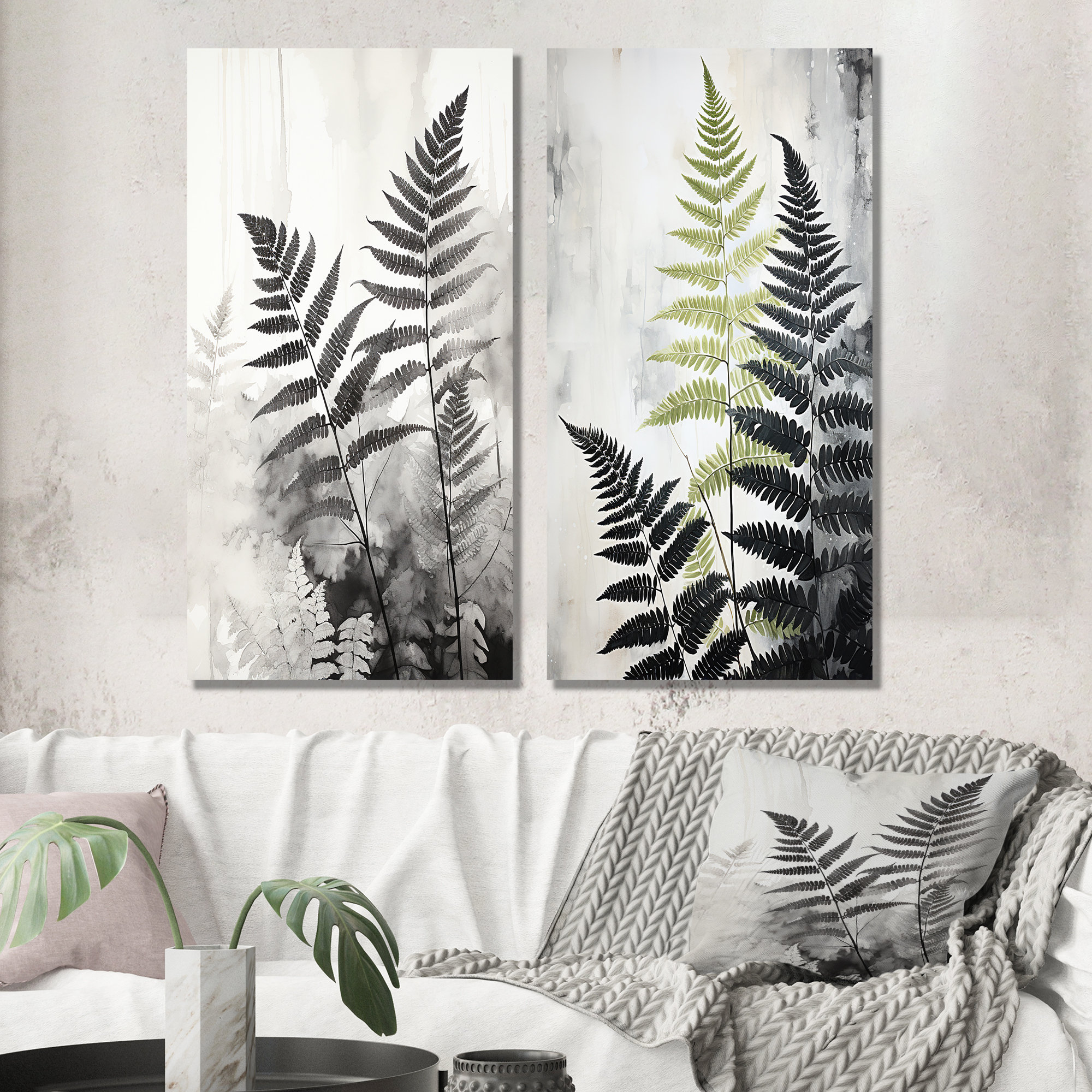 Lark Manor™ Black Ferns Serene Retreat - Ferns Canvas Prints Set Of 2 ...