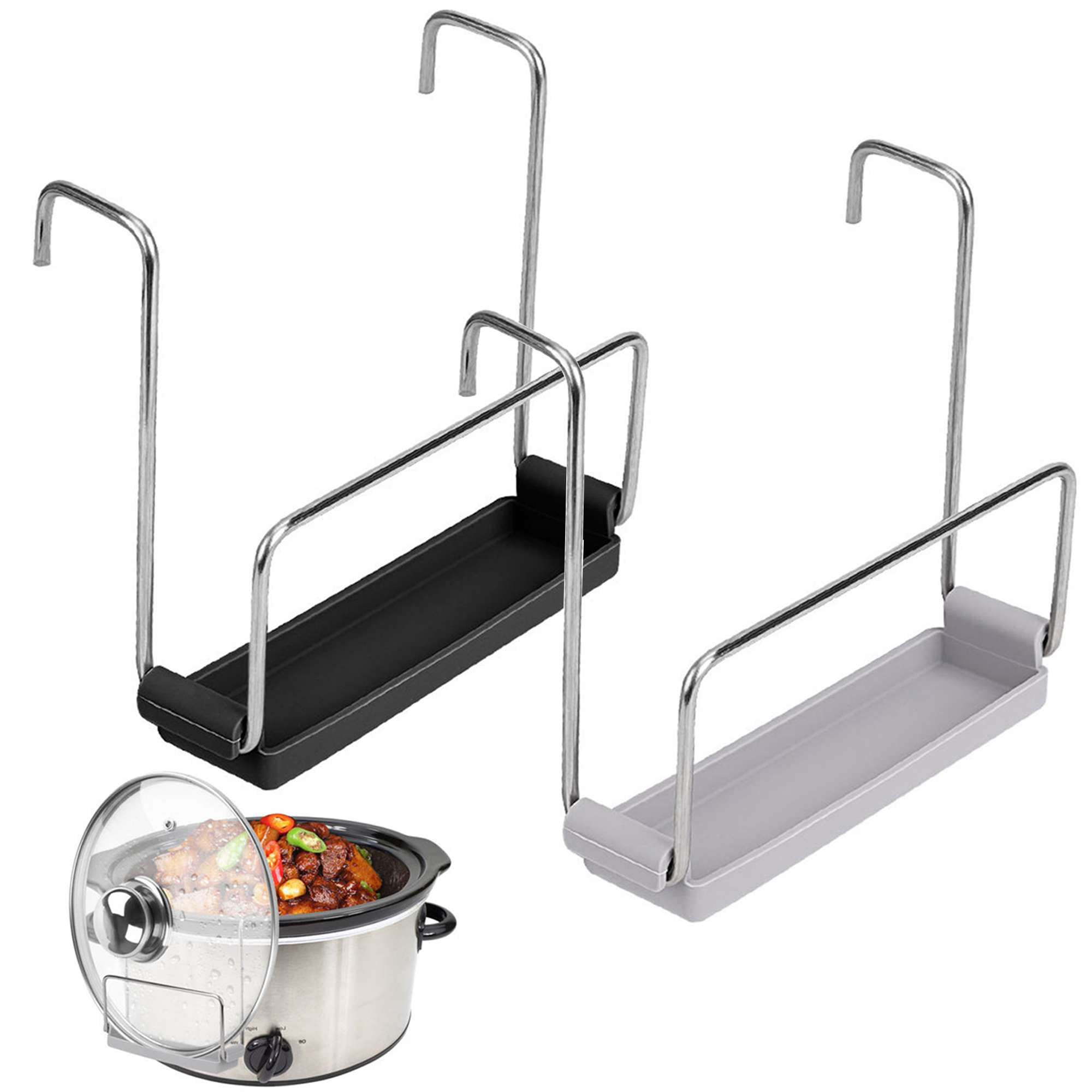 Ebern Designs 2Pcs Stainless Steel Crock Pot Lid Holder Hands Free Slow ...