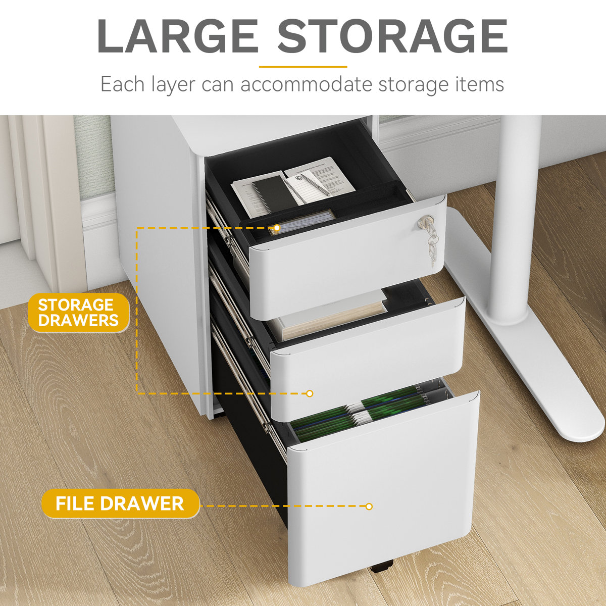 Metro Lane 30cm Wide 3 -Drawer Mobile Steel File Cabinet | Wayfair.co.uk