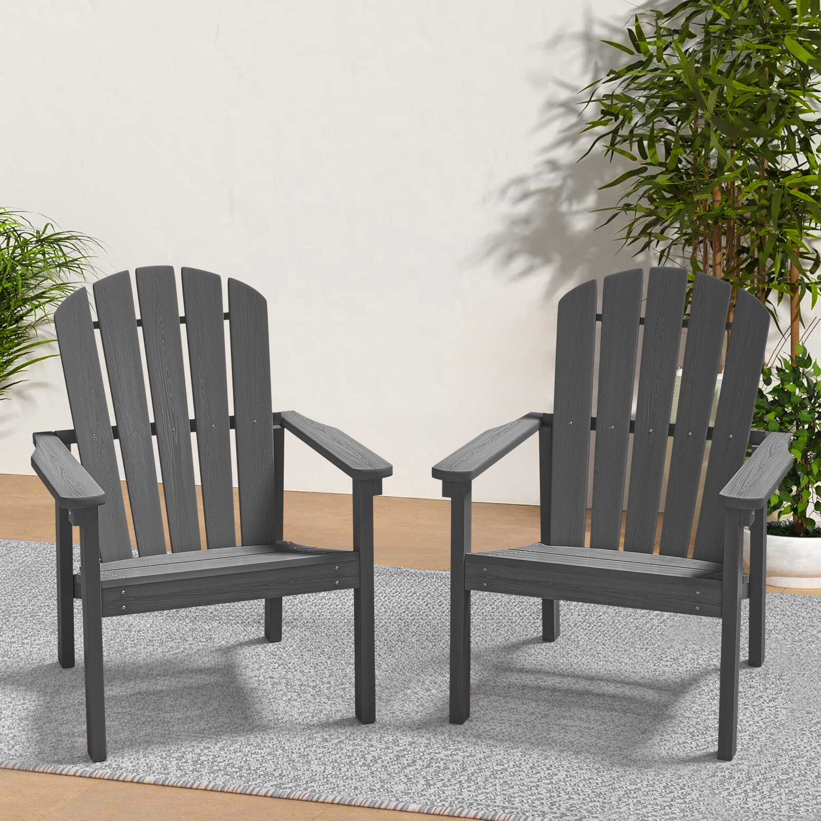 Highland Dunes Set of 2 Stackable Adirondack Chairs – All-Weather HDPE ...