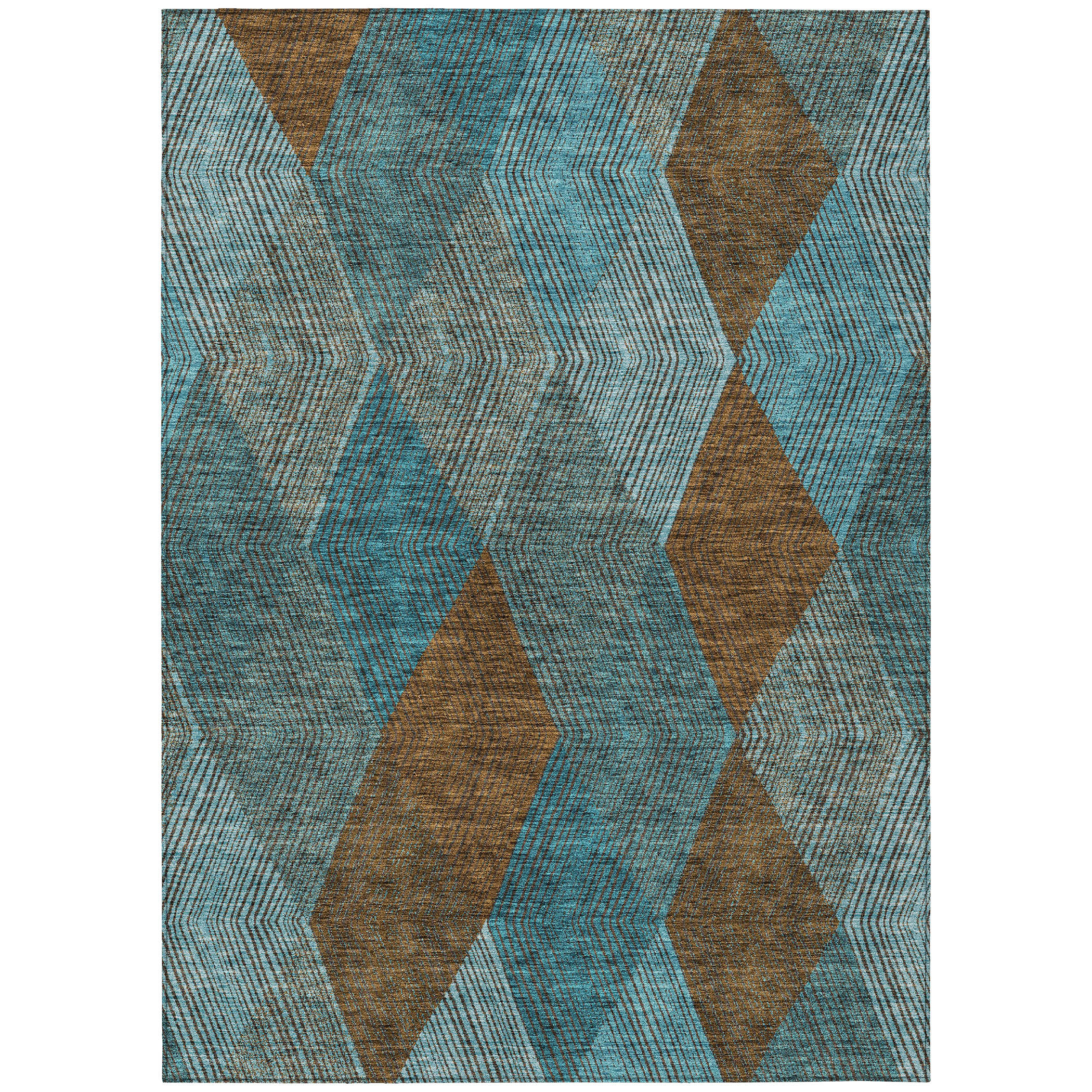 Wrought Studio™ Arpin 5' X 8' Teal Blue Aqua And Brown Argyle Washable ...