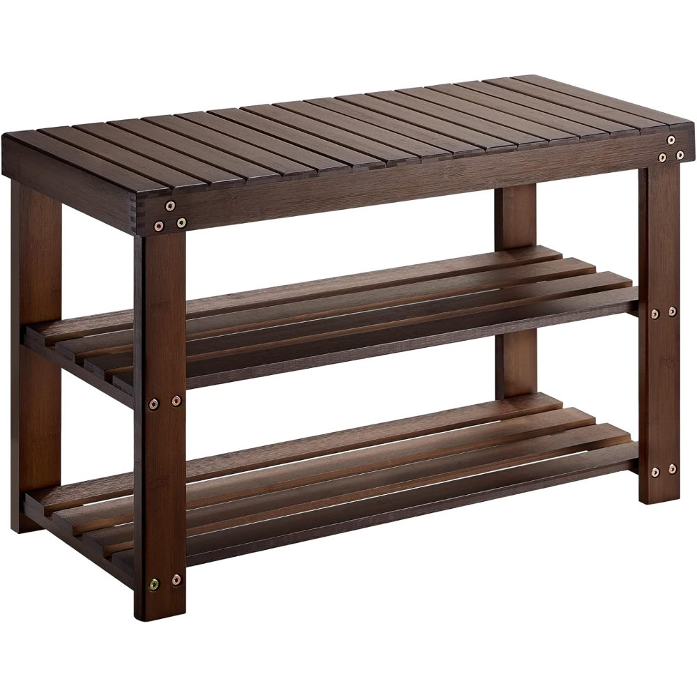 Ebern Designs 3-Tier Sturdy Bamboo Entryway Bench | Wayfair