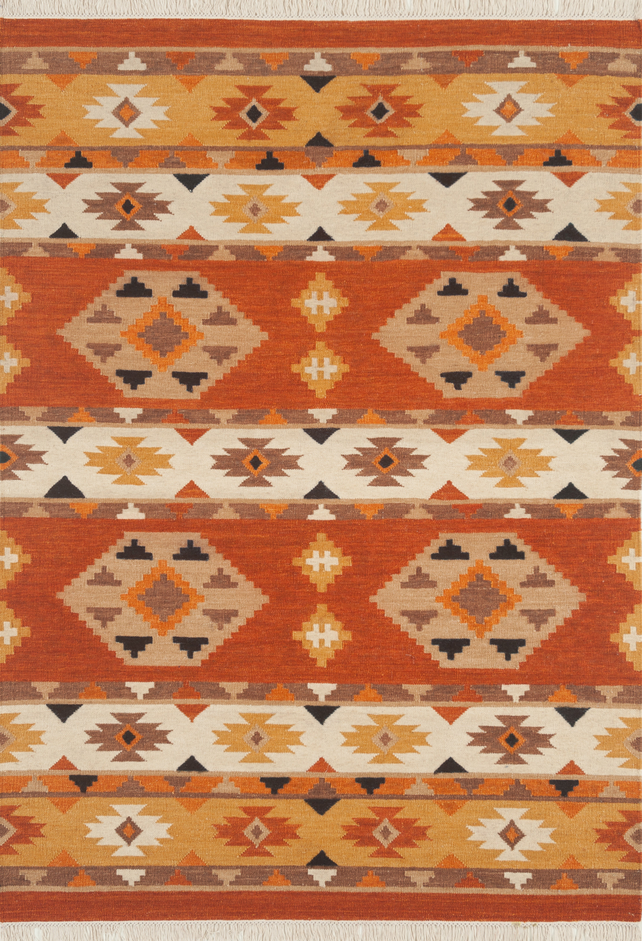 Millwood Pines Clemente Southwestern Handmade Flatweave Wool Orange ...