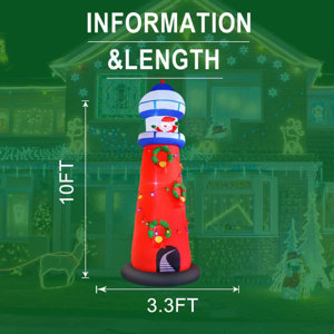 The Holiday Aisle® Christmas Inflatable Lighthouse Decorations, 10FT ...