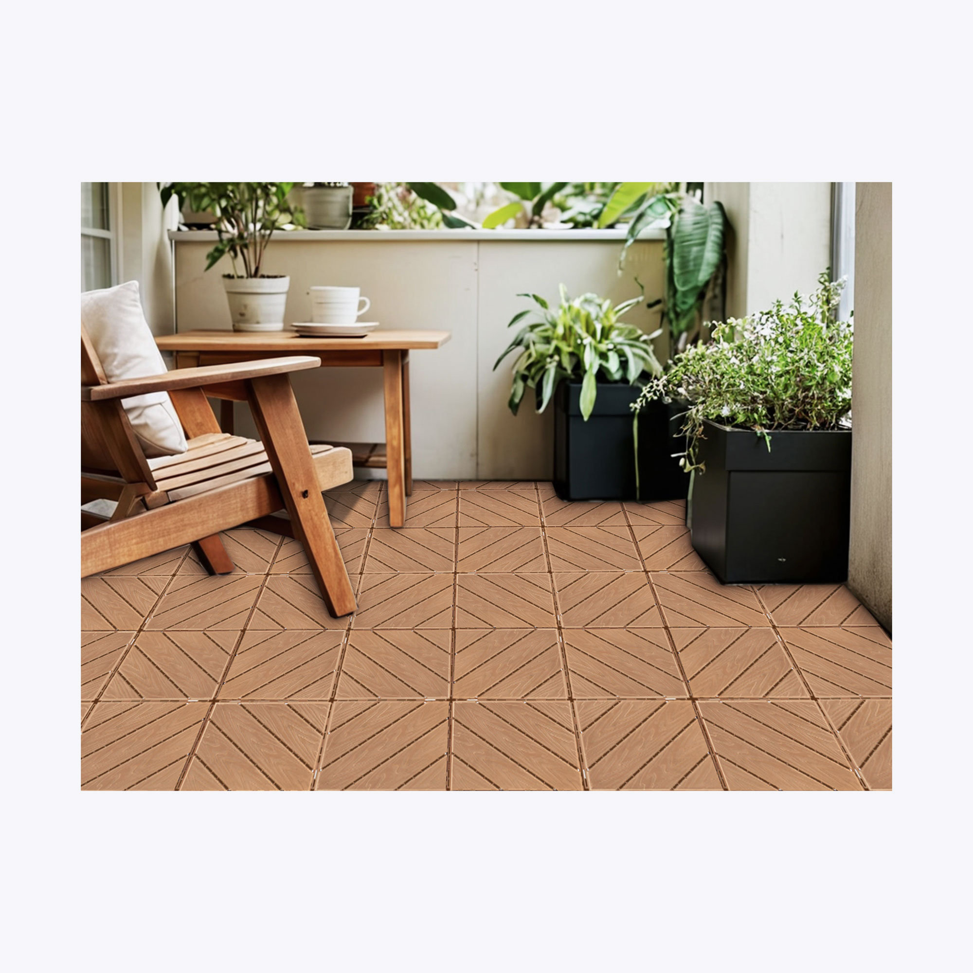 ROKAWO Plastic Composite Deck Tiles Set of 35pcs, Composite Decking ...