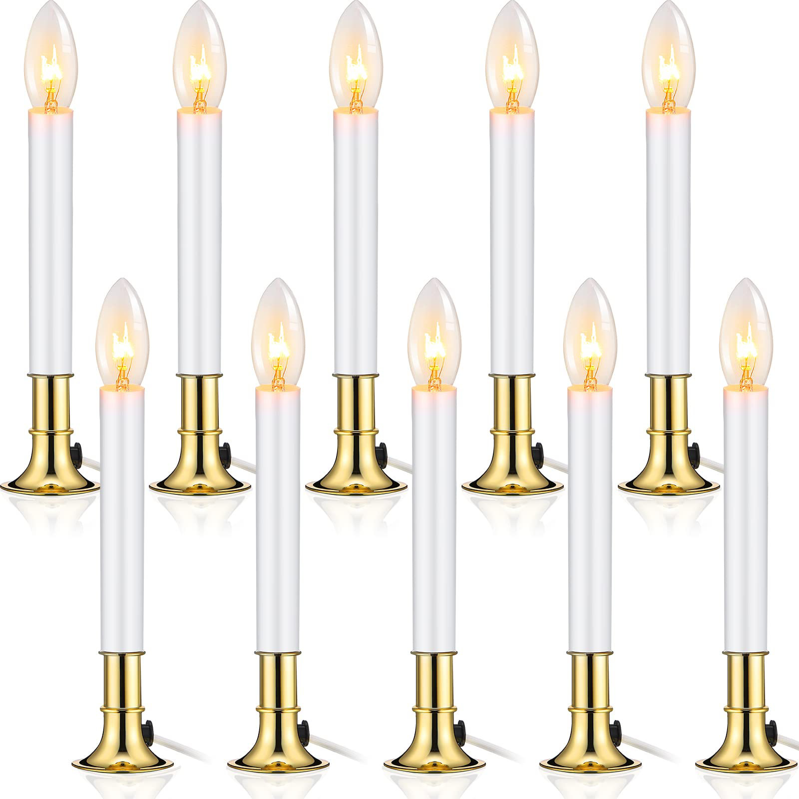 LIFETIME FLOORING LLC 10 Pcs Christmas Electric Sensor Window Candles ...