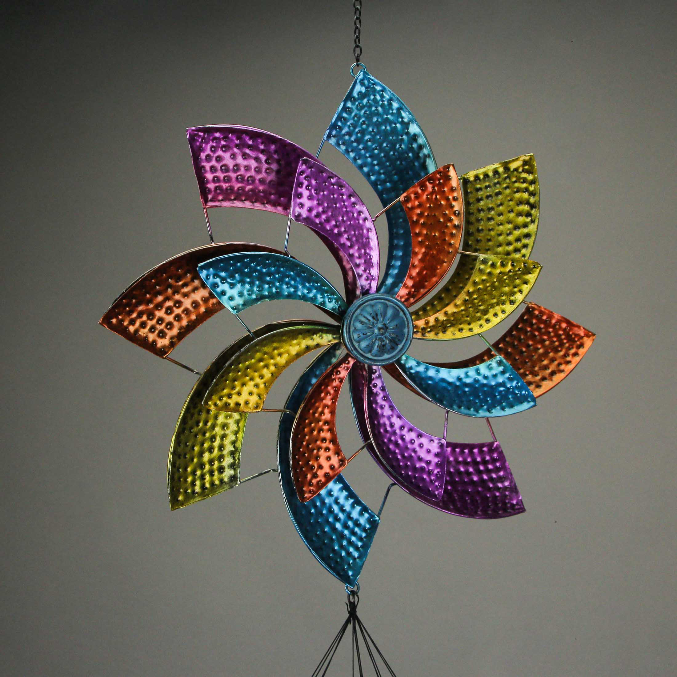 Arlmont & Co. Metal Multicolor Wedge Wind Spinner Hanging Chimes ...
