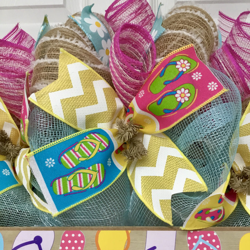The Party Aisle™ Summer Wreath with Welcome Flip Flops & Reviews | Wayfair
