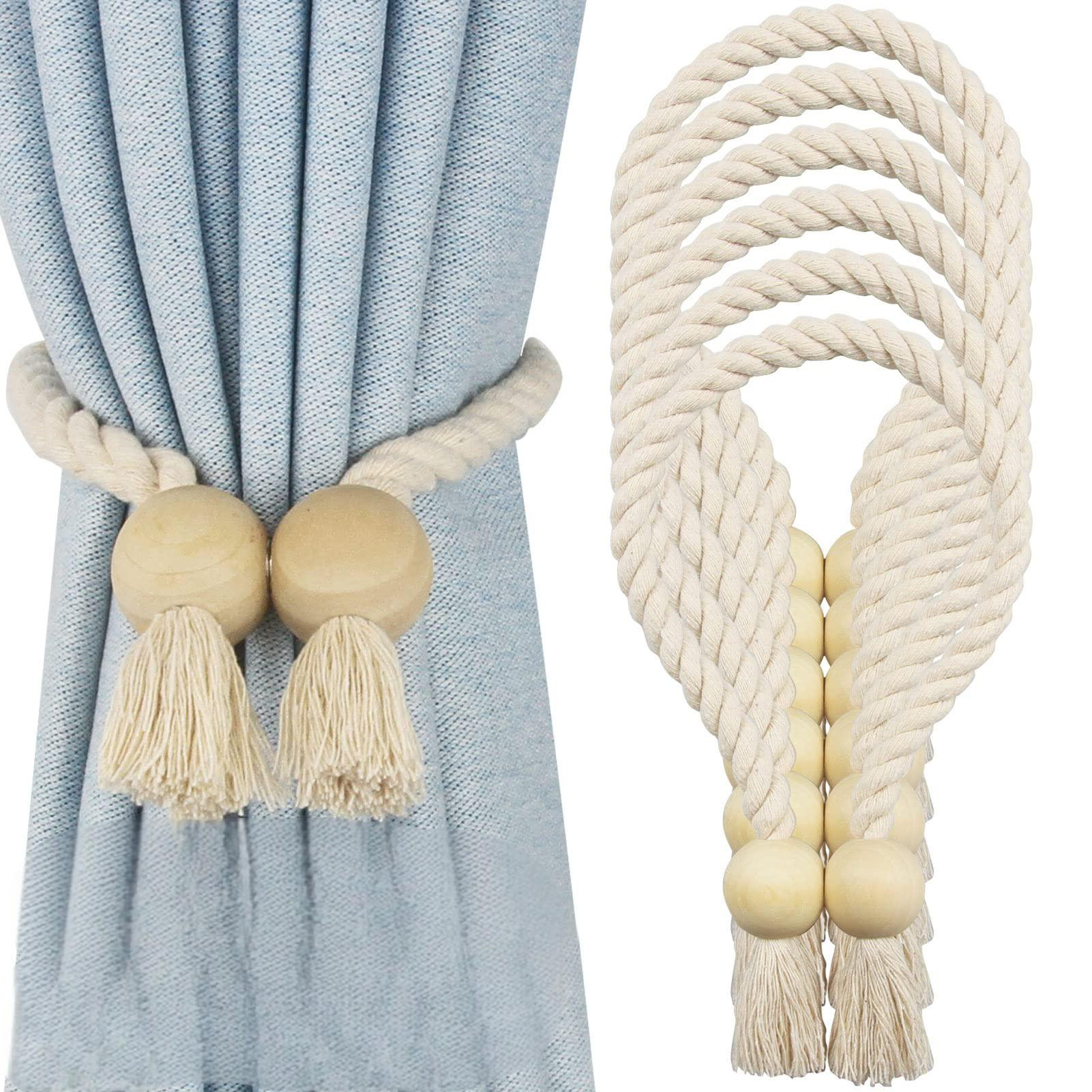 Dakota Fields Paquet de 6 attaches de rideaux magnétiques en coton ...