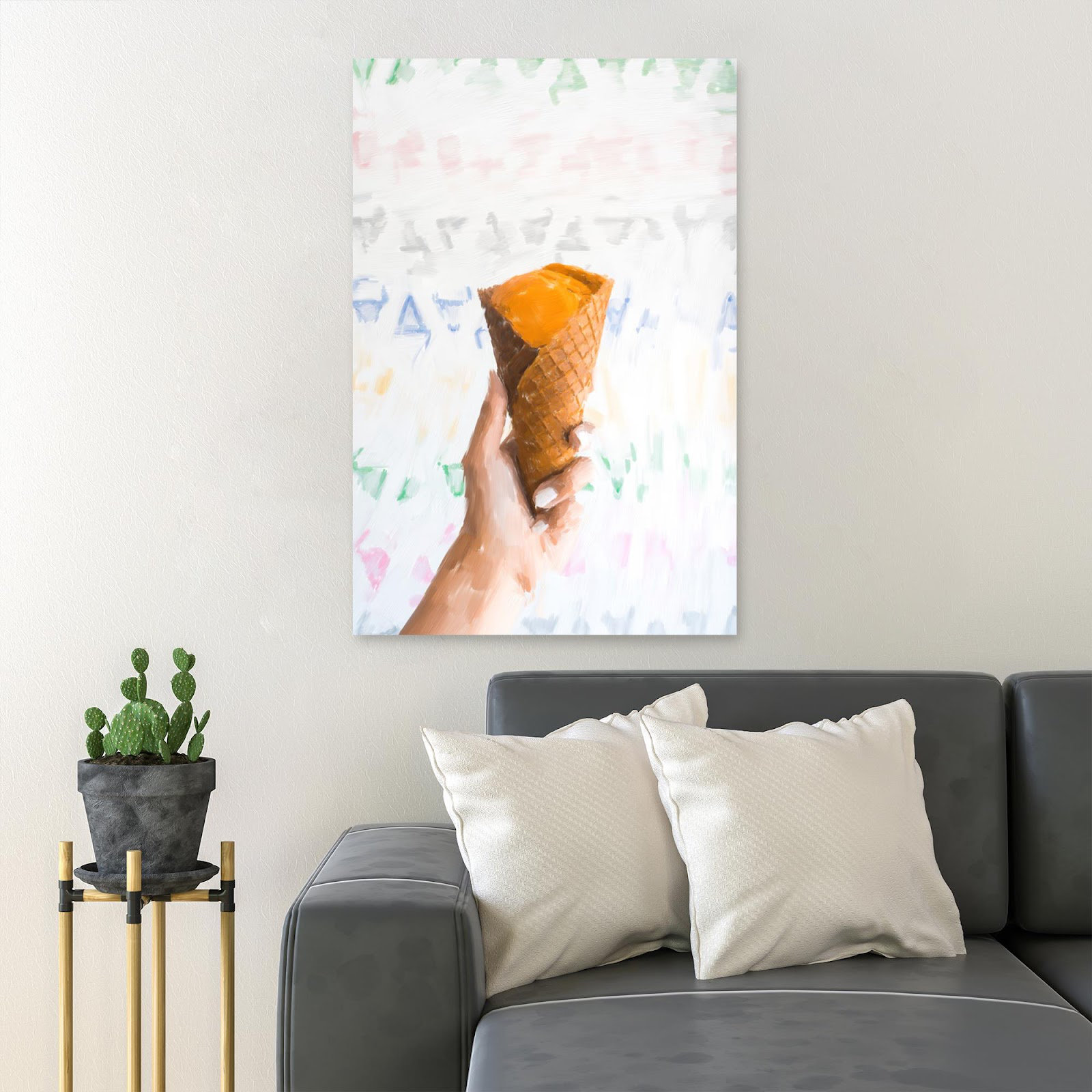 Red Barrel Studio Ice Cream In Cone - 1 Piece Rectangle Graphic Art ...