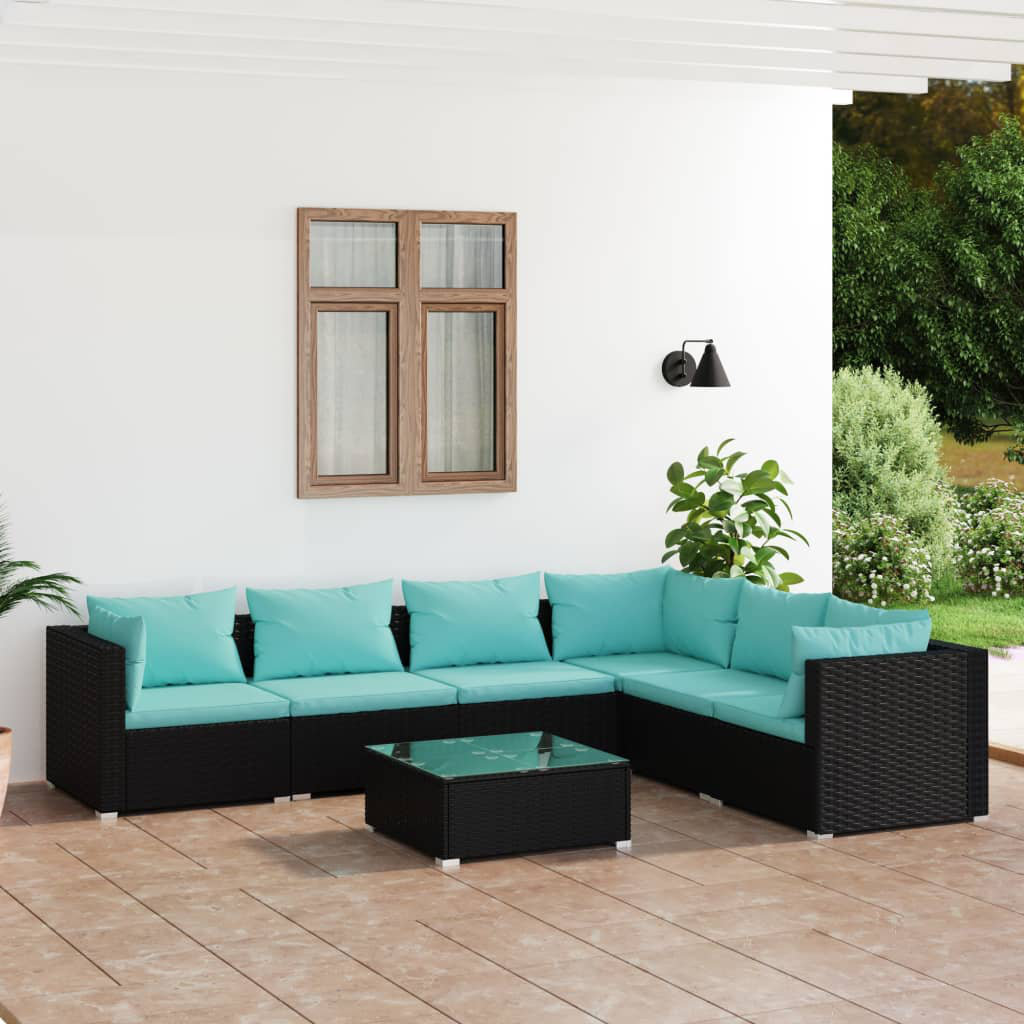 Latitude Run® 7 Piece Patio Lounge Set with Cushions Poly Rattan | Wayfair