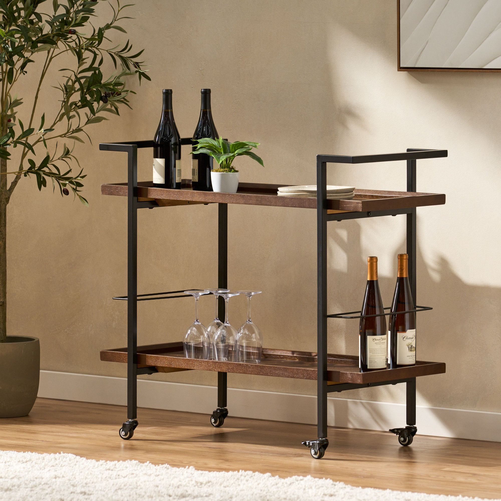 17 Stories Modern Minimalist Design Bar Cart | Wayfair