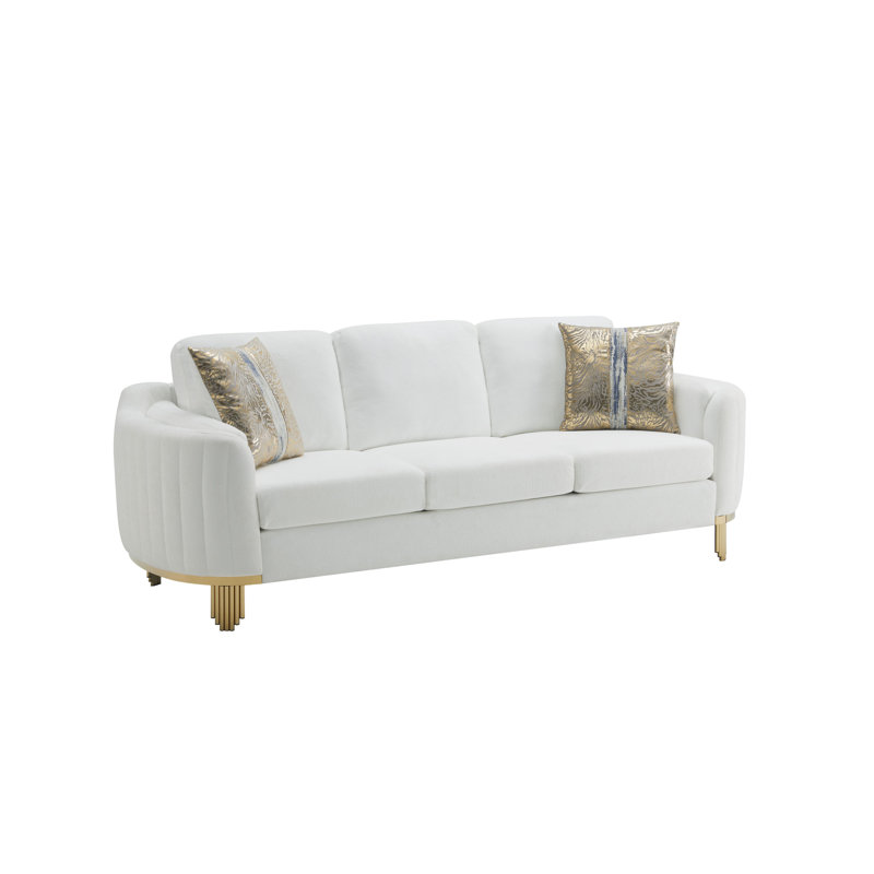 Everly Quinn Lexi Modern Cream Living Room Set with Gold Accents | Wayfair