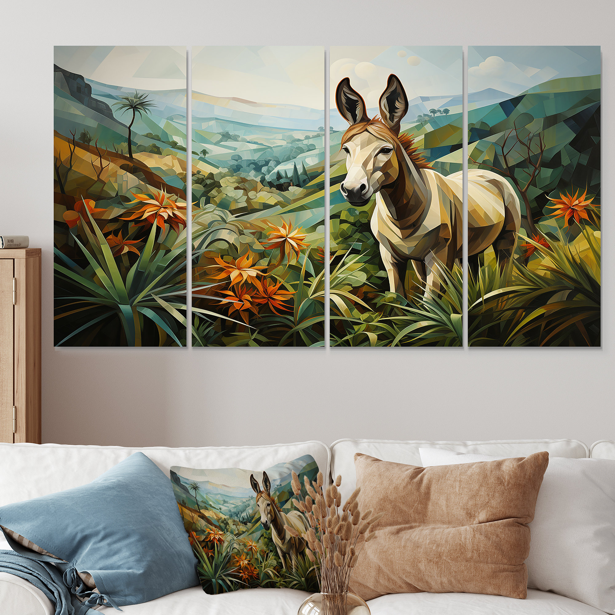 August Grove® Countryside Donkey Horizon VI - Donkey 4 Piece Wall Art ...