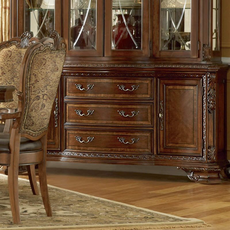 A.R.T. Old World China Cabinet Base in Distressed Cherry - Wayfair Canada