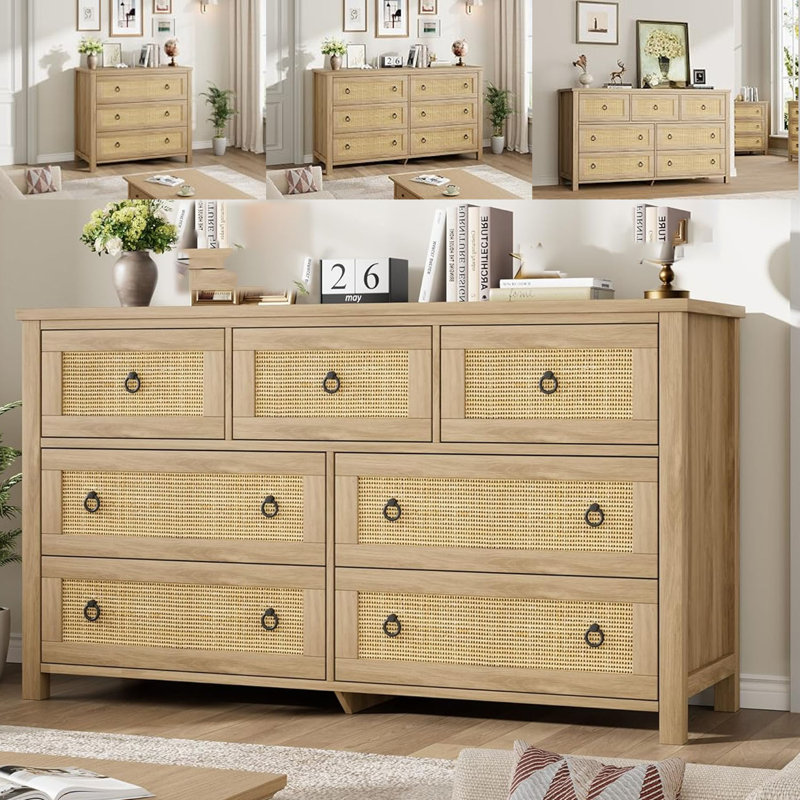 Breakwater Bay Boho Style Rattan Drawers Dresser | Wayfair