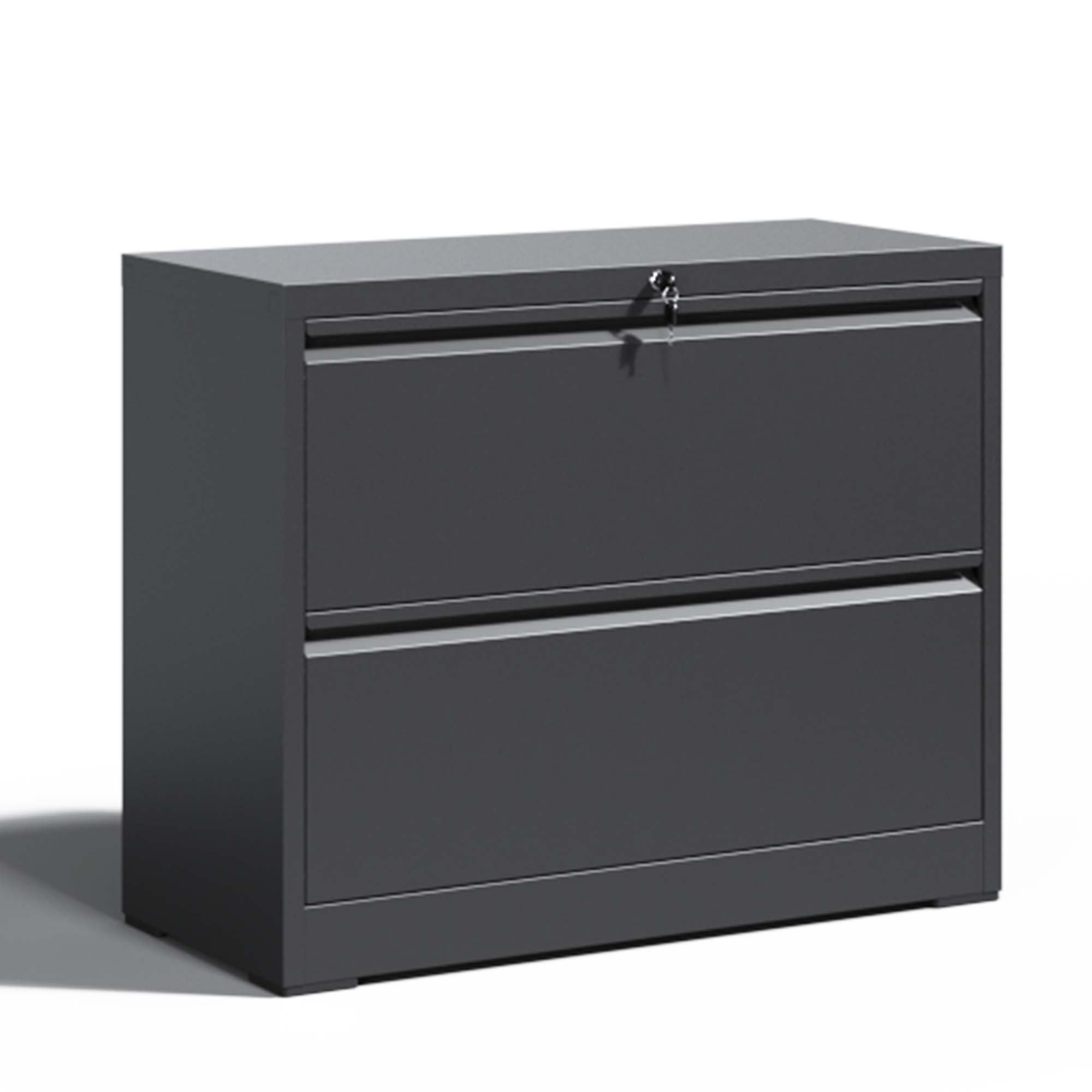 Inbox Zero 35.43"W 2 Drawer Metal Lateral File Cabinet with Lock for ...