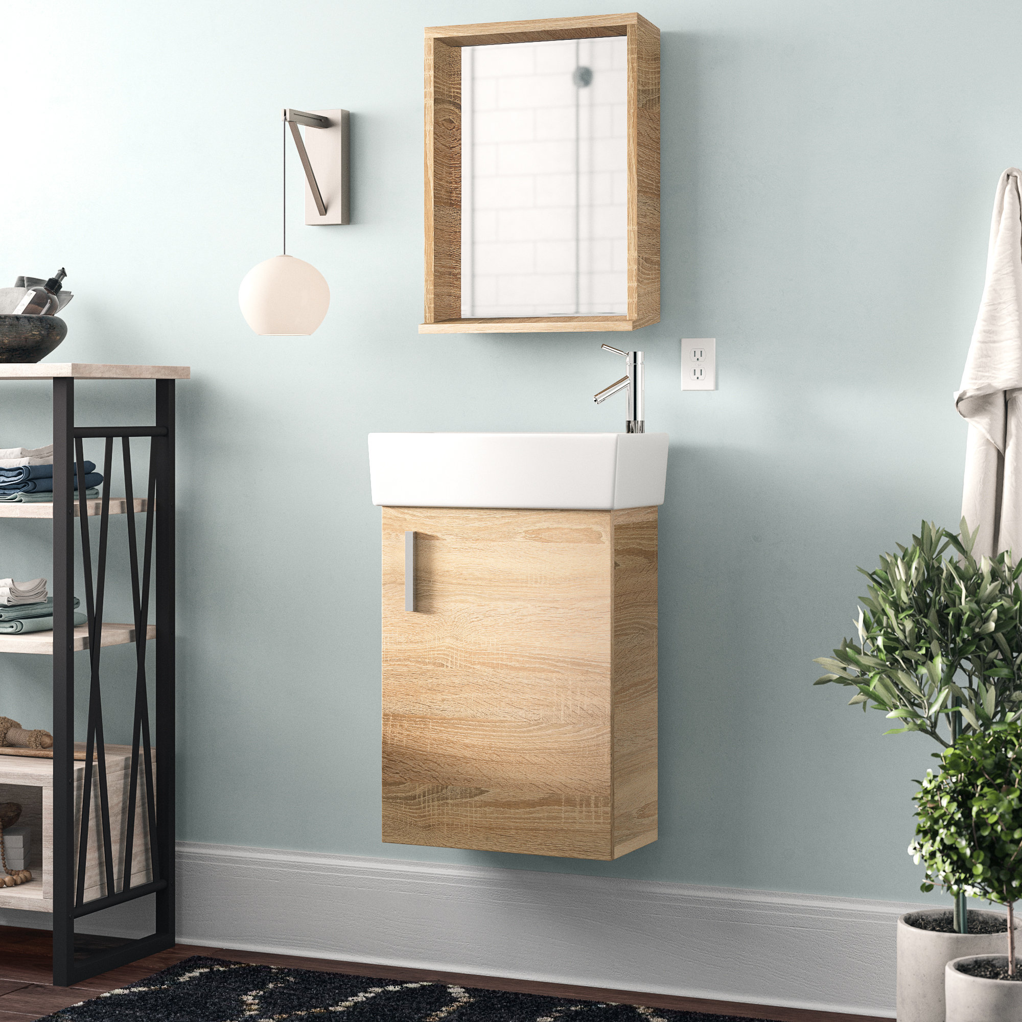 Wrought Studio™ Glassman 18" Wall-Mounted Single Bathroom Vanity Set ...