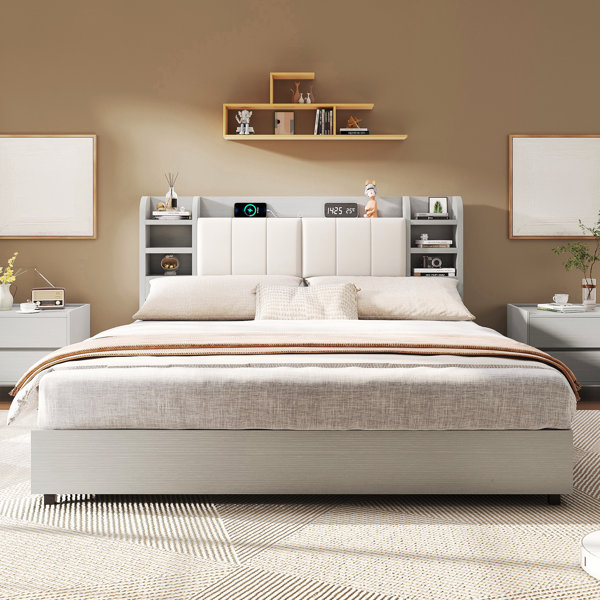 Luxoak Bed Frame With Headboard, Platform Bed Frame With4 Storage ...