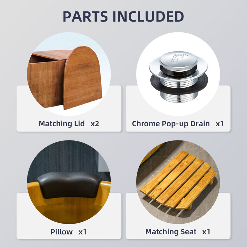 WoodBridge 59'' x 29.5'' Freestanding Soaking Wood Bathtub | Wayfair