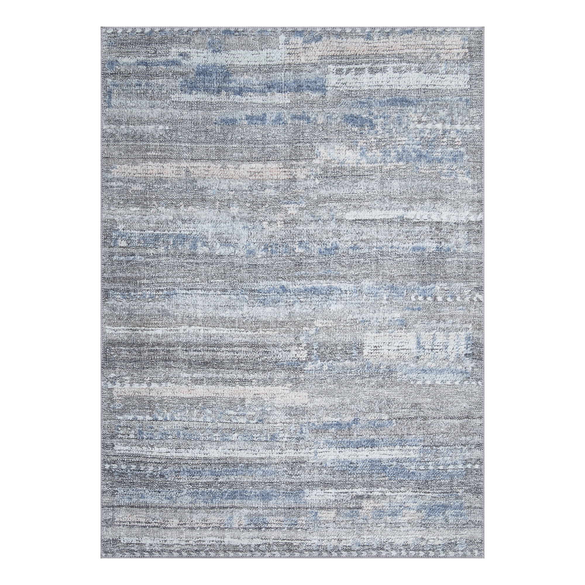 17 Stories Washable Non-Slip Rug - Gray / Blue / Blush Modern Abstract ...