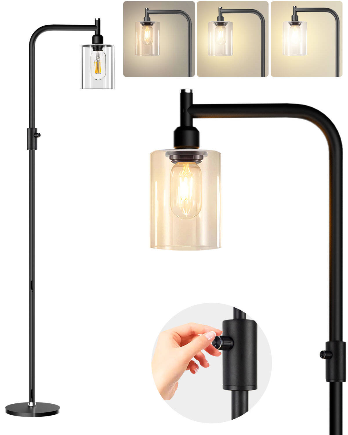 Breakwater Bay 63IN Dimmable Industrial Floor Lamp Black Modern ...
