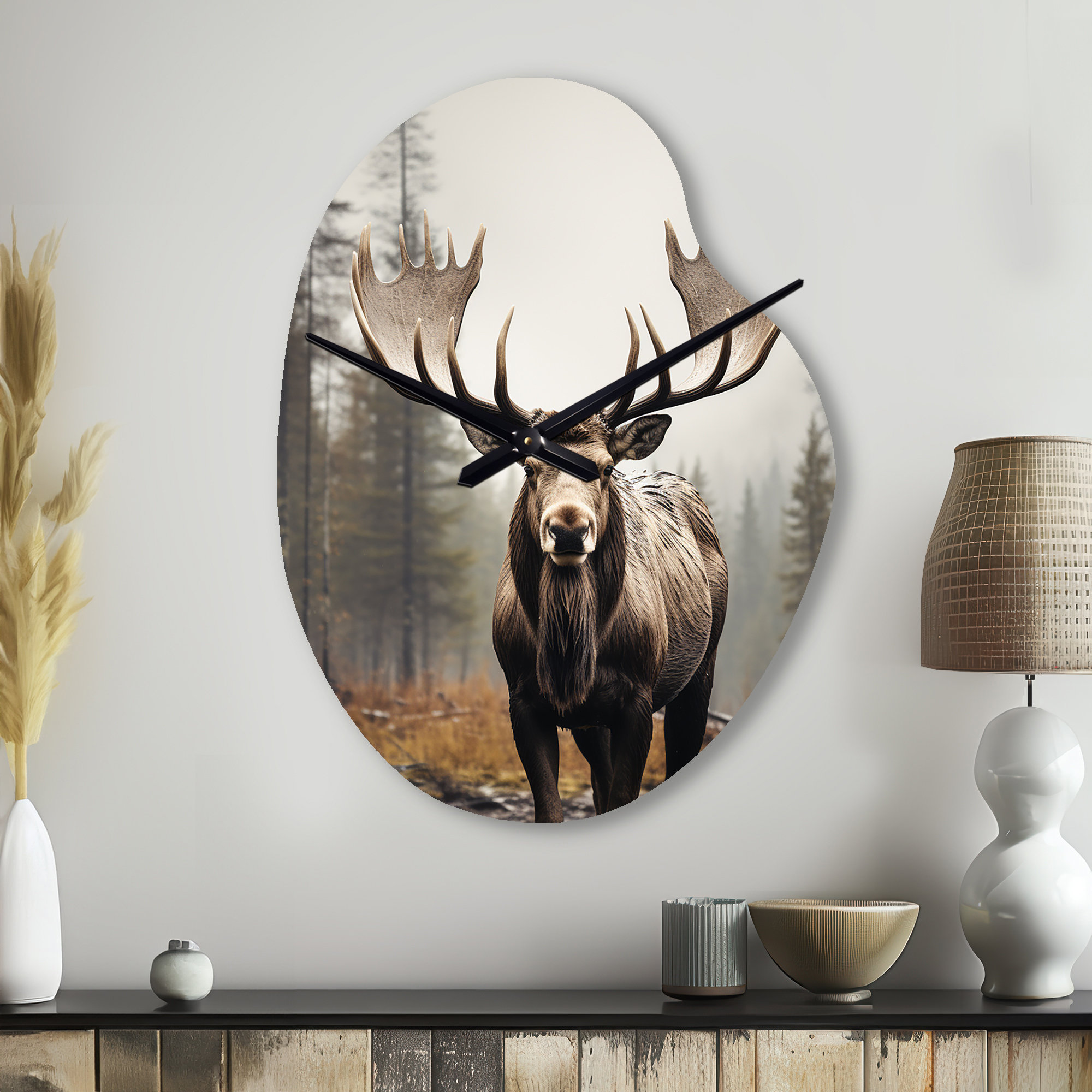 East Urban Home Lazzari - Pear Shape Decorative Brown Moose Wall Clock ...
