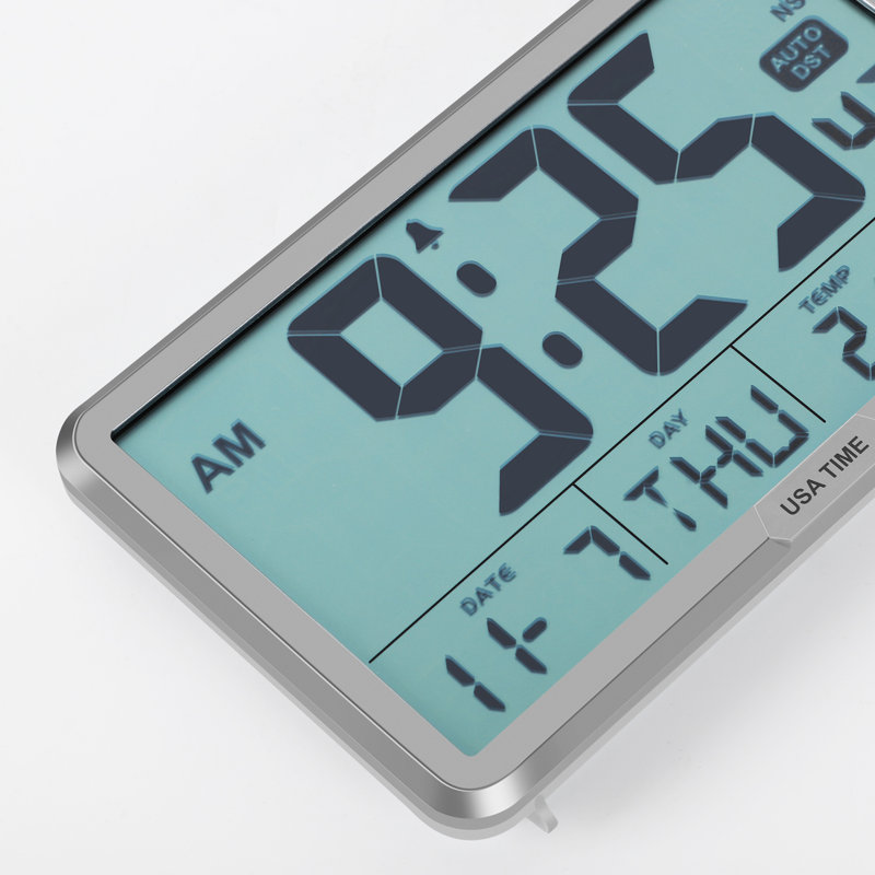 Ebern Designs LCD Digital Display Alarm Clock - Gray | Wayfair