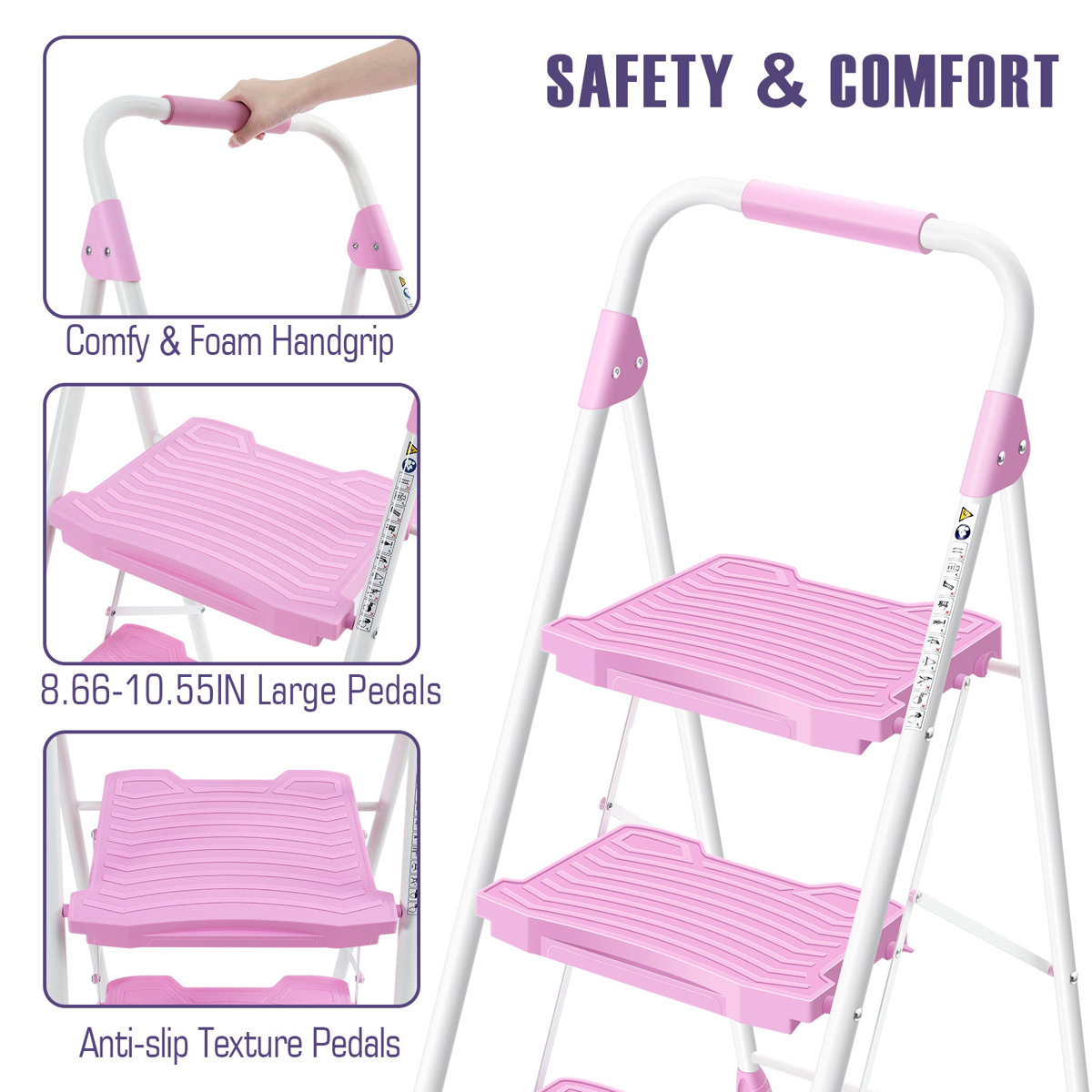 WFX Utility™ 3 - Step Ladder Metal Folding Step Stool,Ladder & Reviews ...