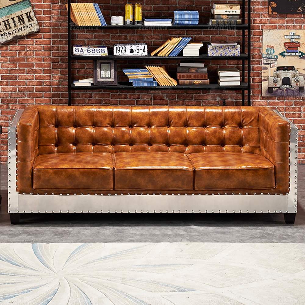 Jes Design Vintage Casual Aluminum Skin Rivet Sofa 80.71'' Sofa | Wayfair