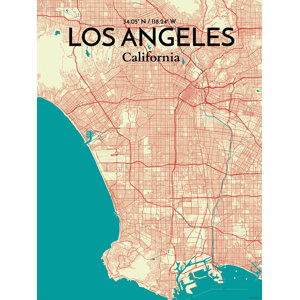 OurPoster.com " Los Angeles City Map " on Paper | Wayfair