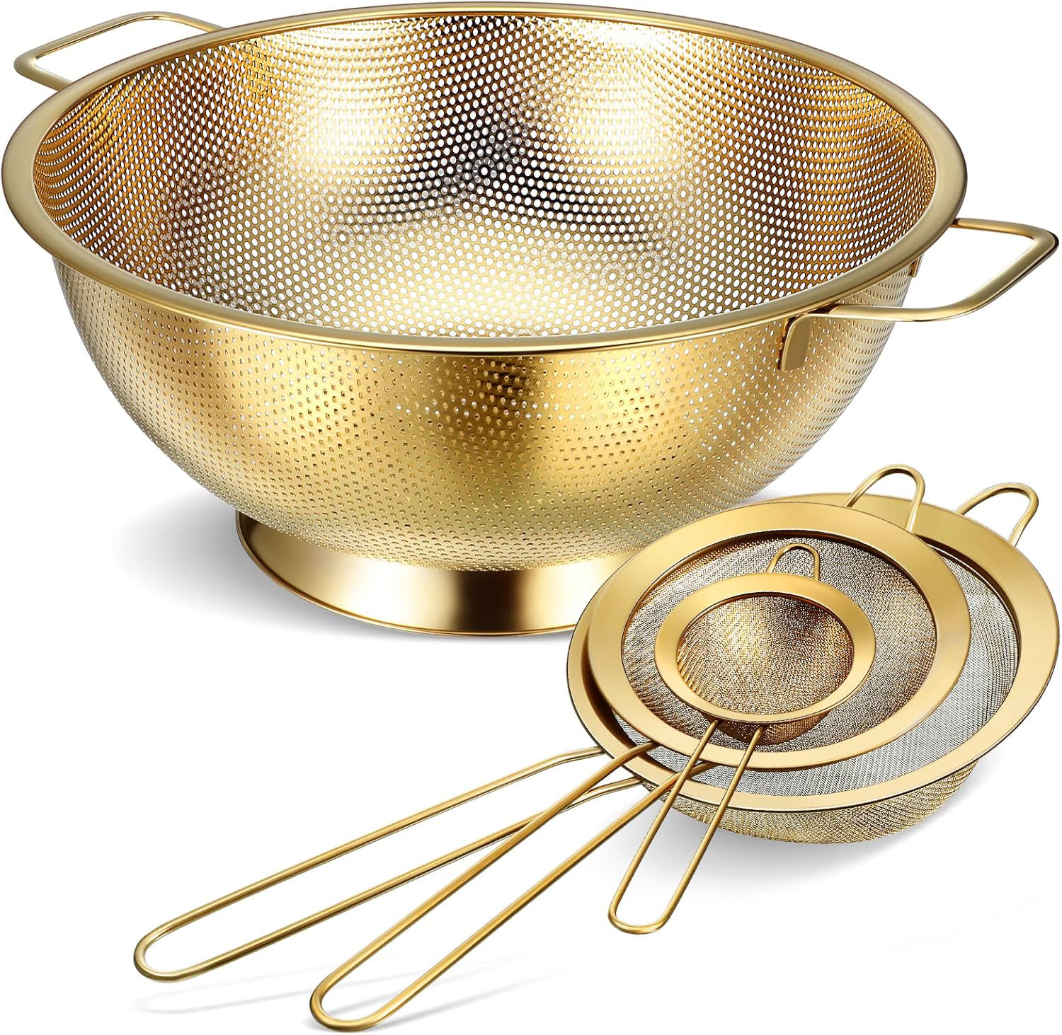 MD Nook Store 4-Piece Gold Stainless Steel Colander & Strainer Set ...