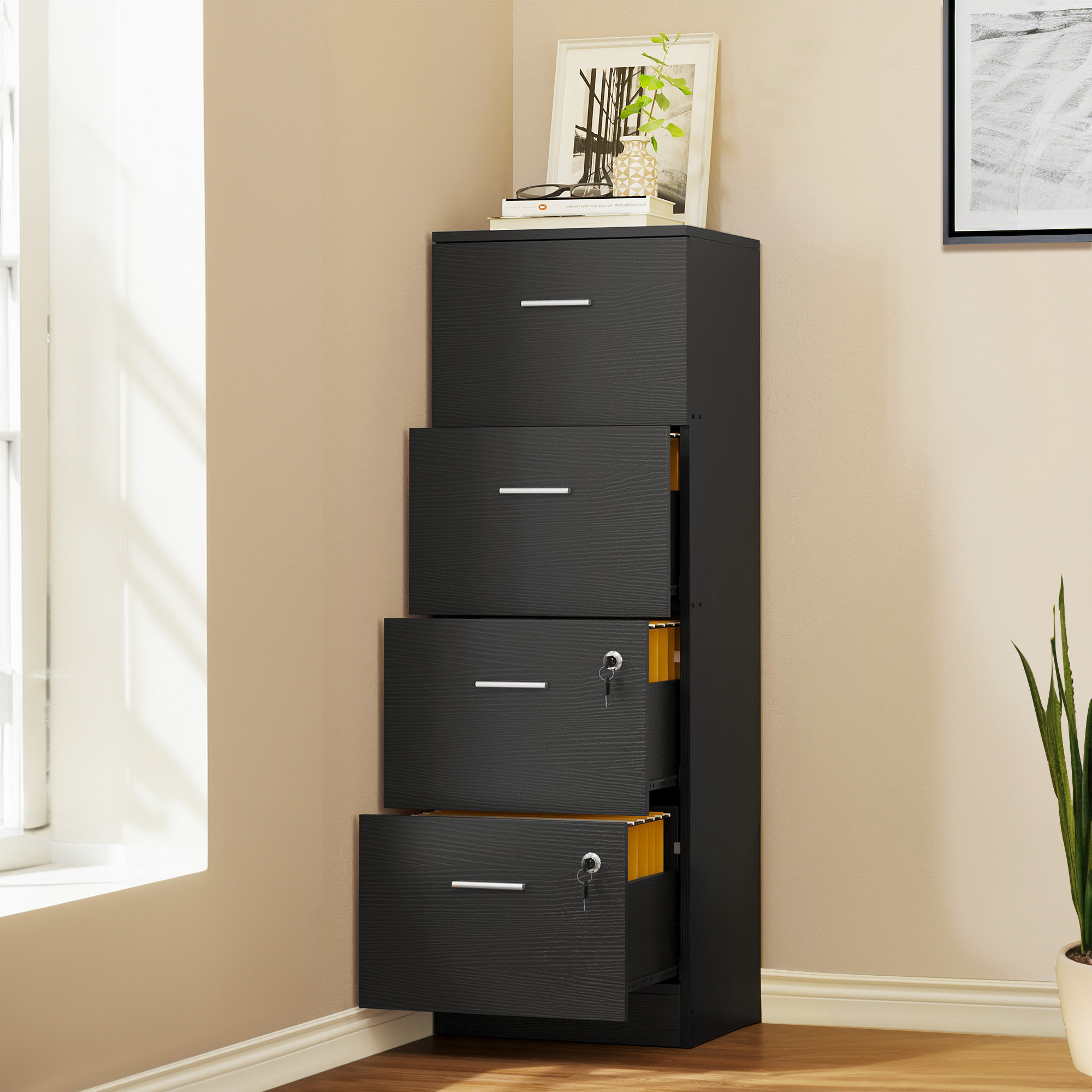 Ebern Designs 4-Drawers Wood File Cabinet with Lock - Wayfair Canada