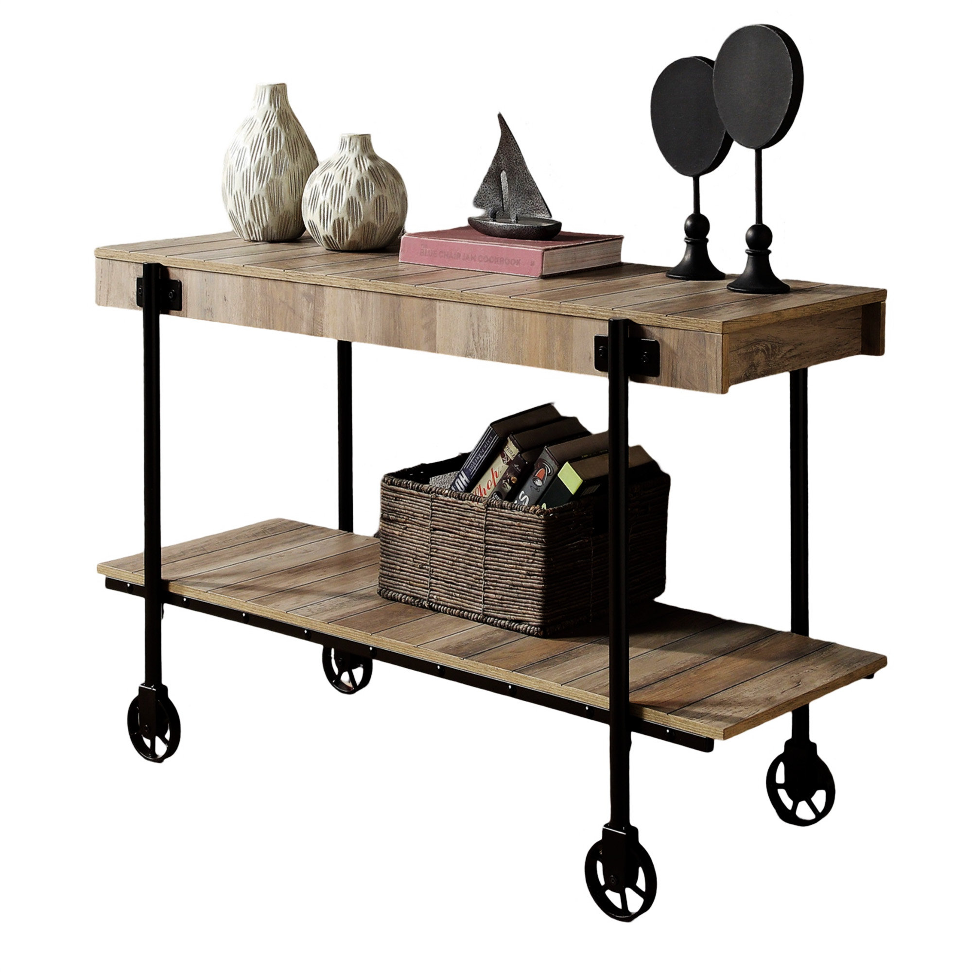 Williston Forge Industrial Style 1Pc Sofa Table Tone Slat Design ...