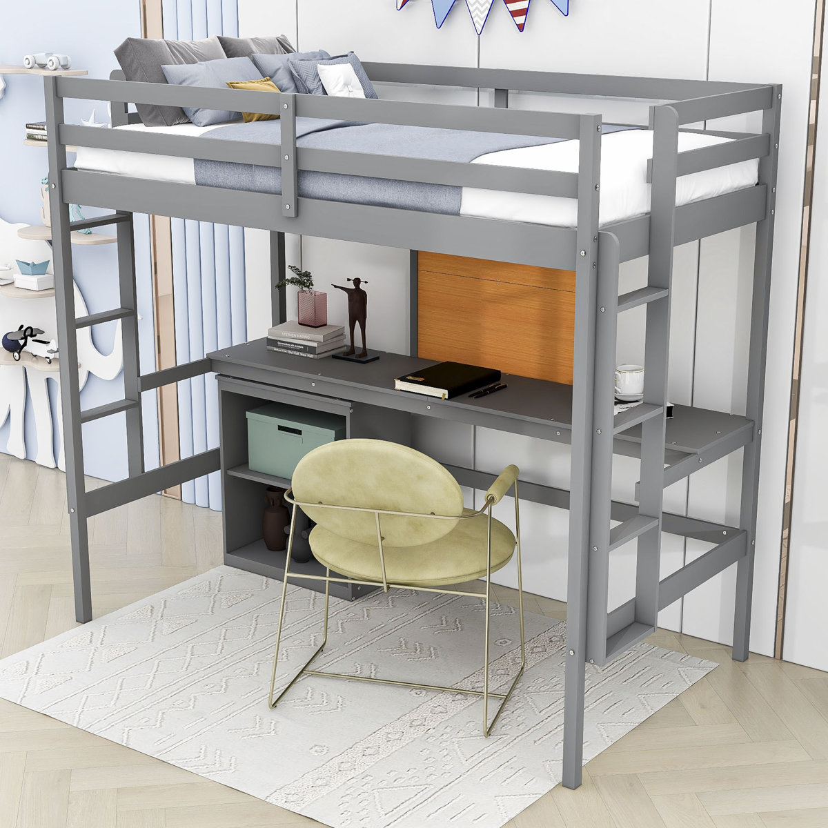 Harriet Bee Hayott Loft Bed Bed with Built-in-Desk by Harriet Bee | Wayfair