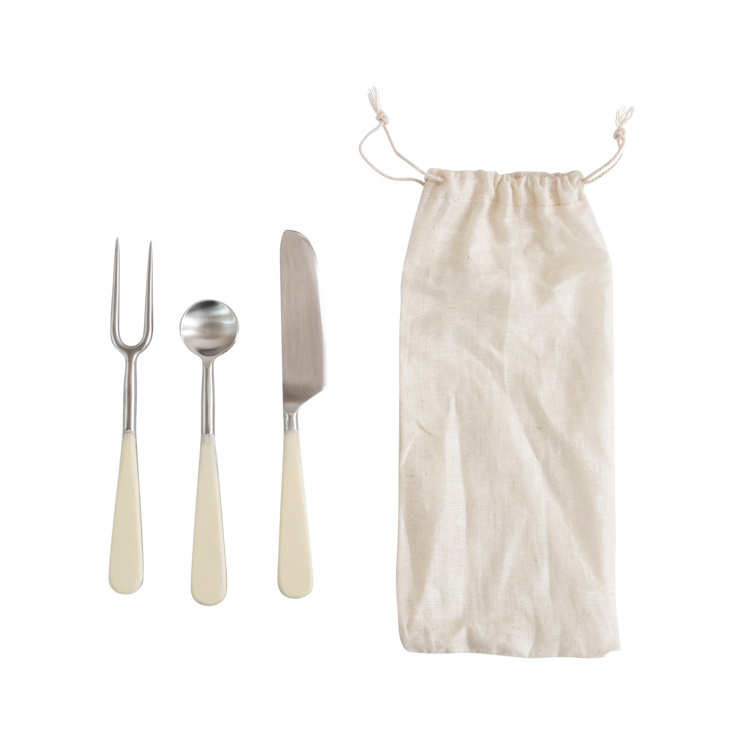 Latitude Run® Silver Stainless Steel Appetizer Utensils With White ...