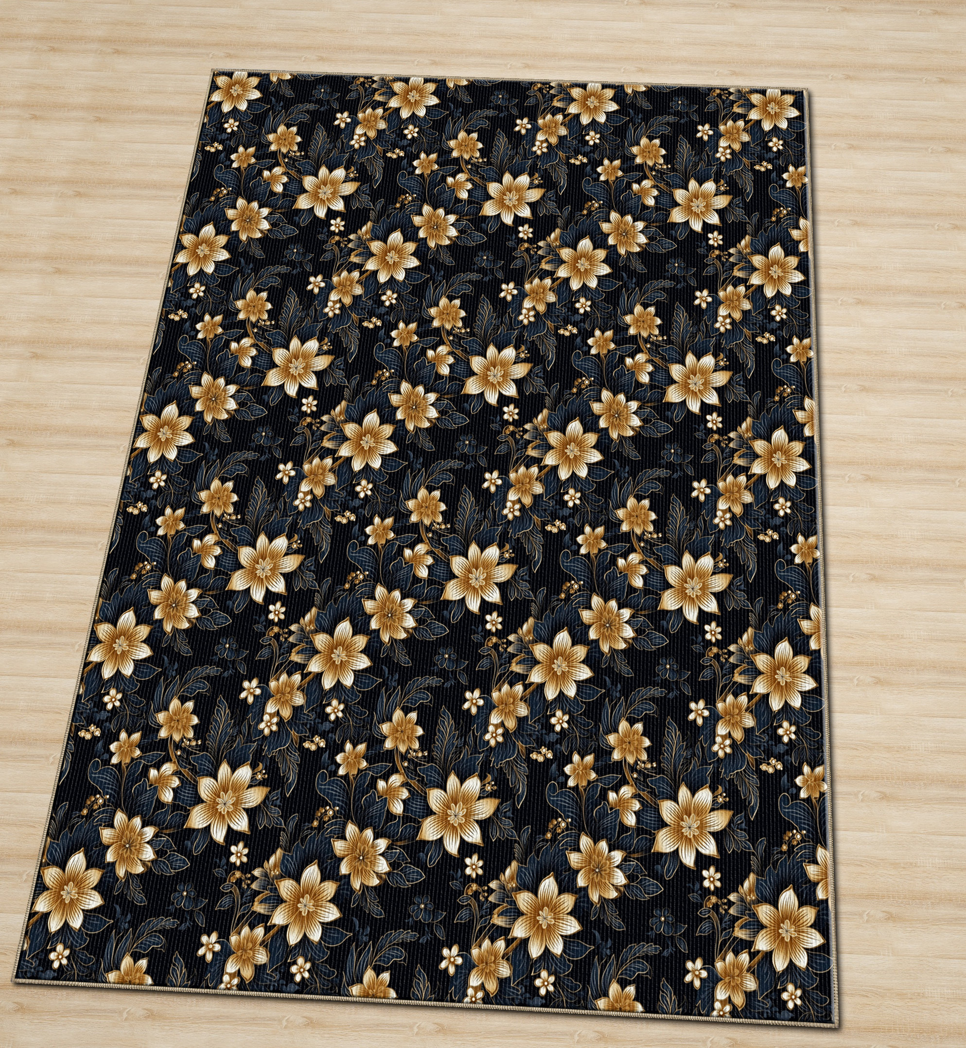 Hokku Designs Wurst Floral Washable Area Rug with Non-Slip Backing ...