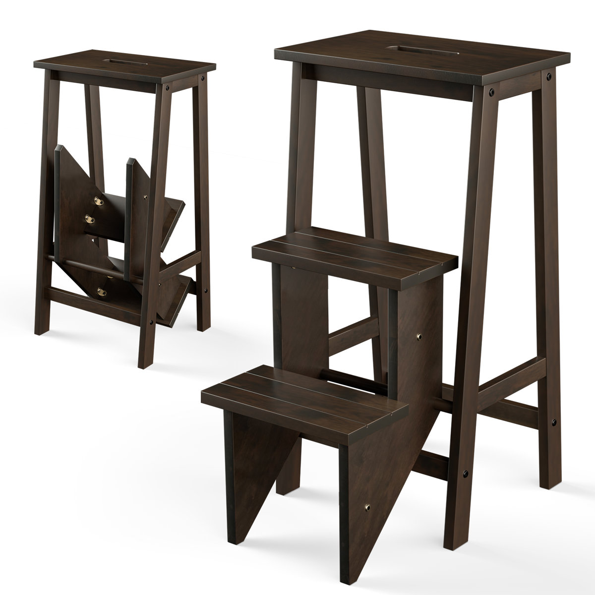 Wildon Home® Oakgrove 3 - Step Wood Folding Step Stool & Reviews | Wayfair