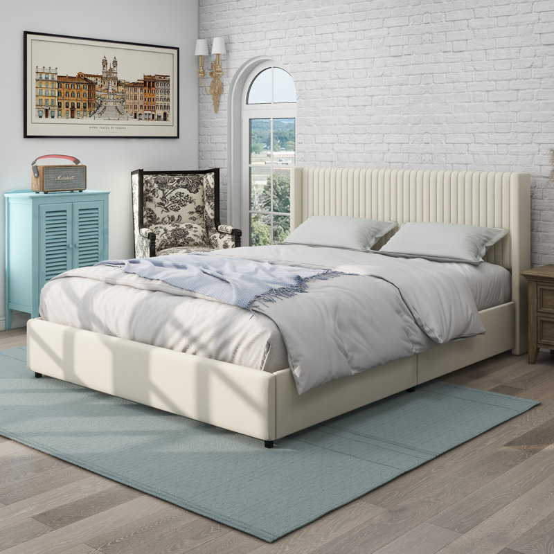 Latitude Run® Kerryn Upholstered Metal Wingback Storage Bed | Wayfair