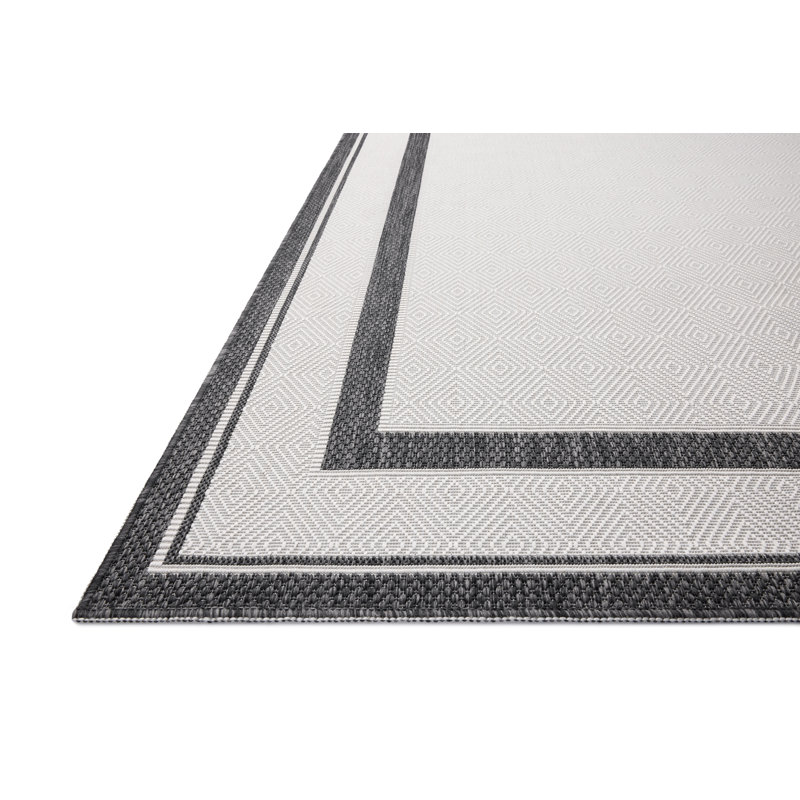 Ebern Designs Badgery Onyx / Ivory Reversible Indoor / Outdoor Area Rug ...