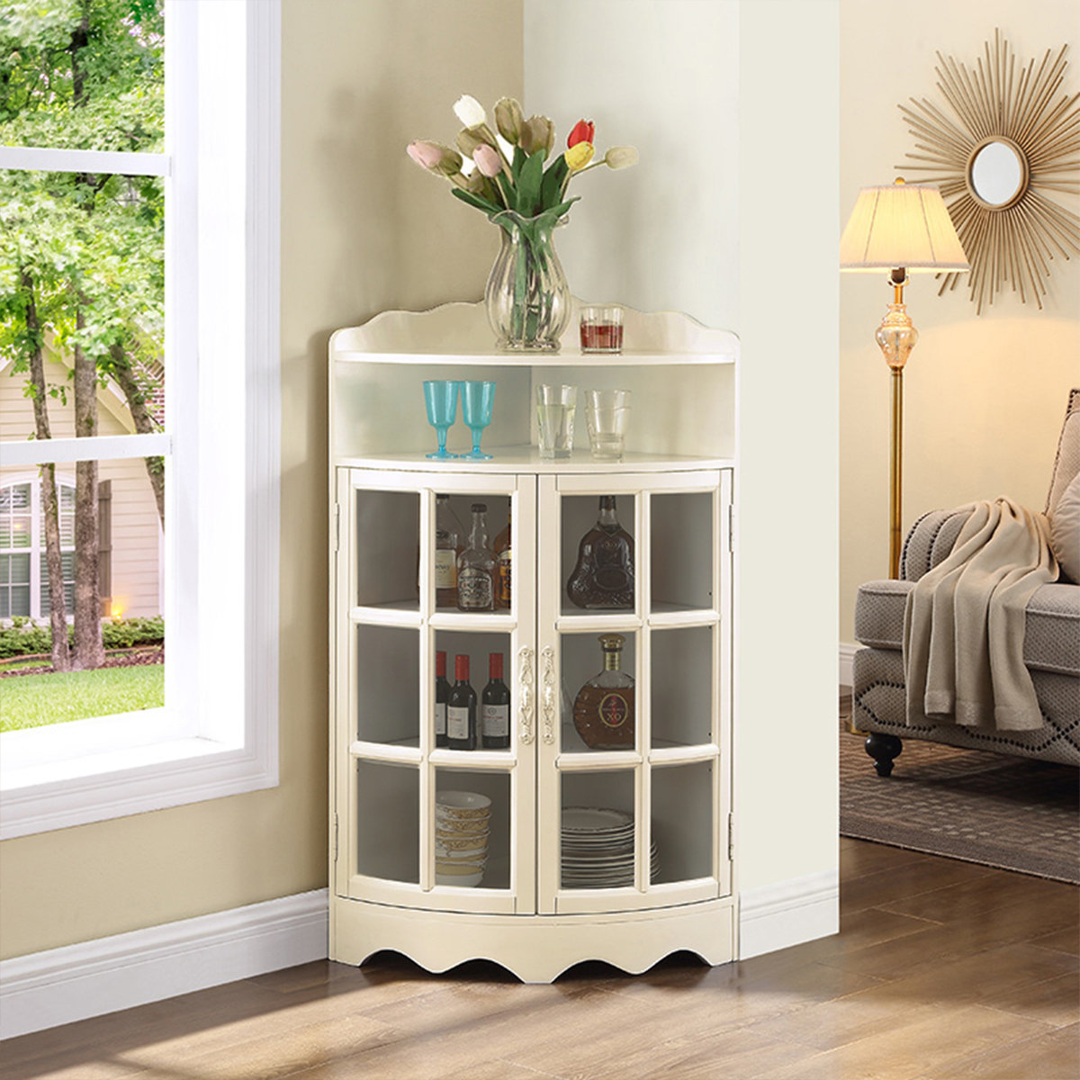 Bloomsbury Market Modern Simple White Solid Wood Triangle Storage ...