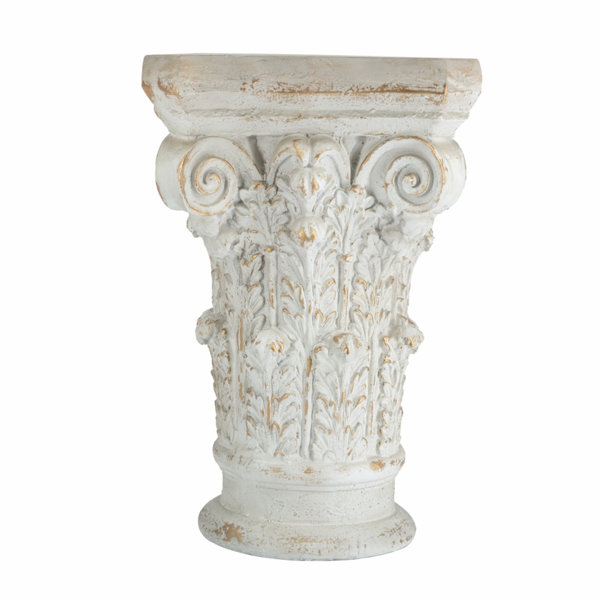 One Allium Way® Roman Column Cap Pedestal - White, Gold & Reviews | Wayfair